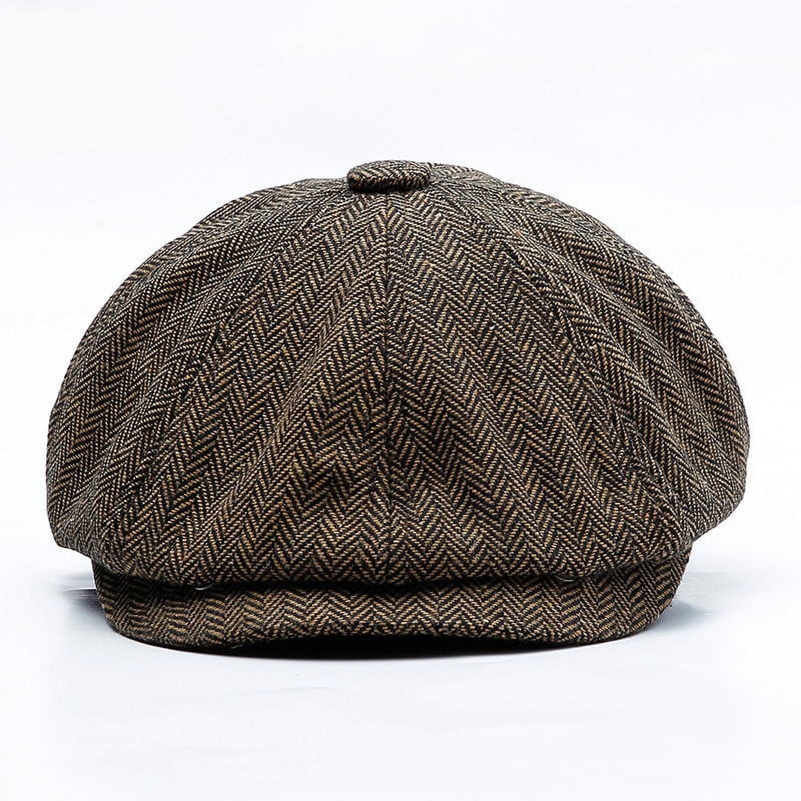 Unisex Autumn Winter Newsboy Caps Warm Tweed Detective Hats Retro Flat ...