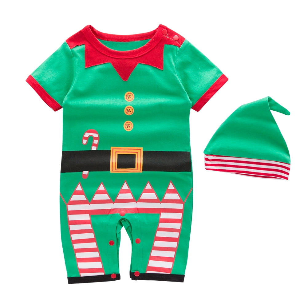 Unisex Baby Holiday Elf Long-Sleeved Costume Romper (Short Sleeve, 3-6 ...
