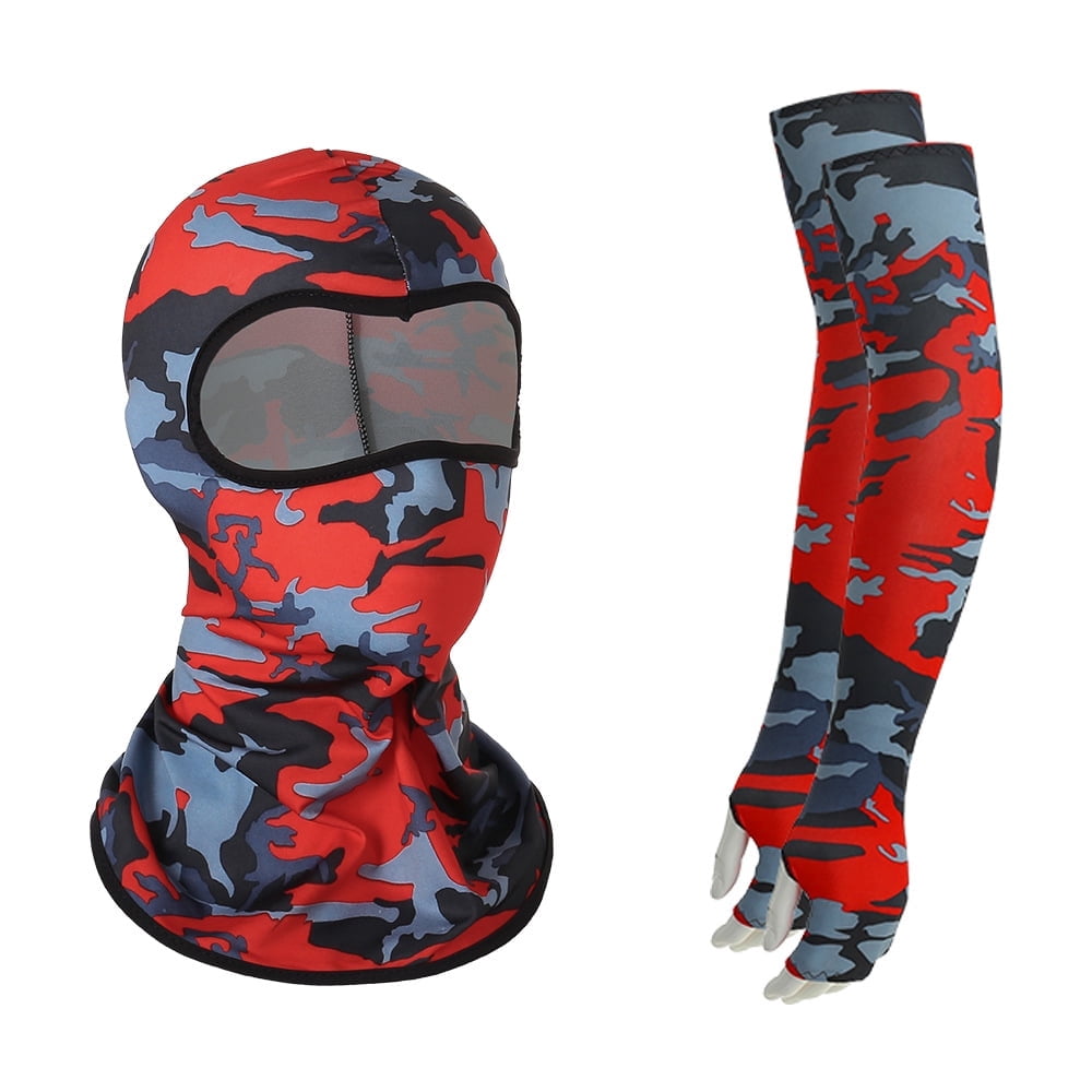 Unisex Balaclava Face Mask and Arm Sleeves Set, Ski Mask Full Face ...