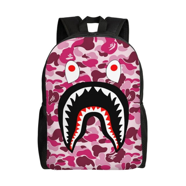 Unisex Bape Shark Camo Backpacks School Bag Bookbag Casual Daypack ...