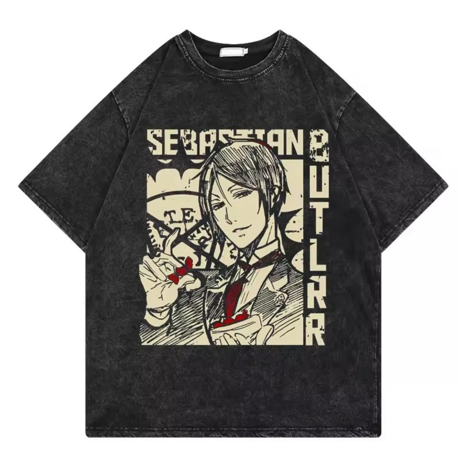 Unisex Black Butler Washed T-shirt Ciel Phantomhive T-shirt Sebastian ...