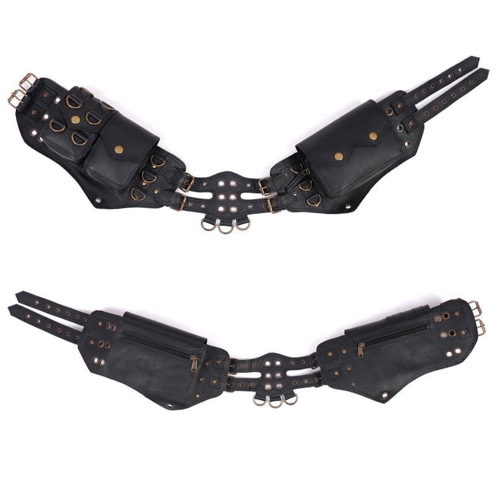 Unisex Black Leather Waist Belt with Pockets, Side Pockets, Hidden Back ...