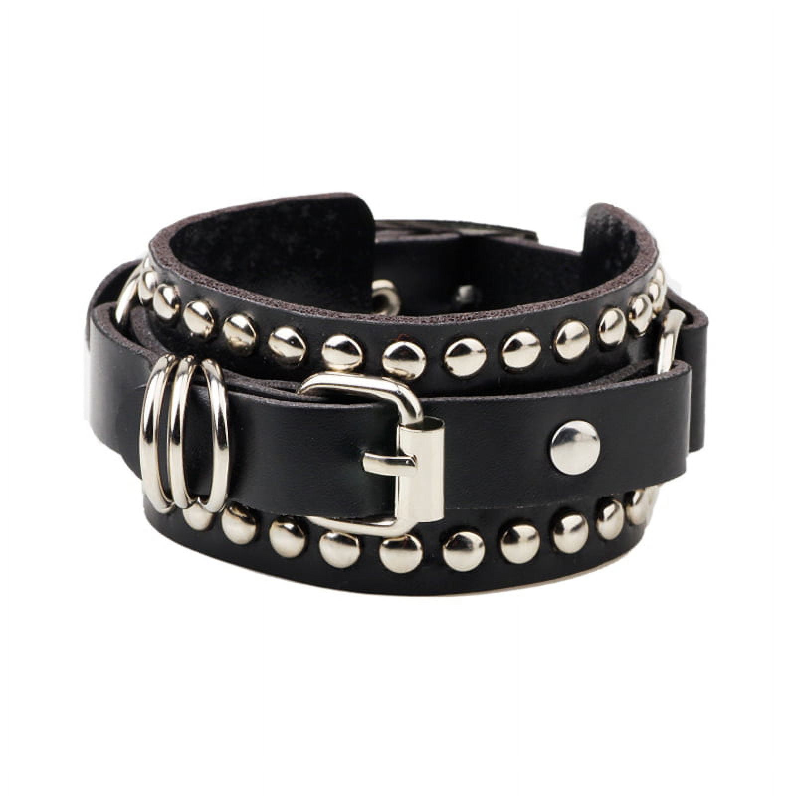 Unisex Black Silver Studded Wristband Gothic Punk Bracelet Wristband ...