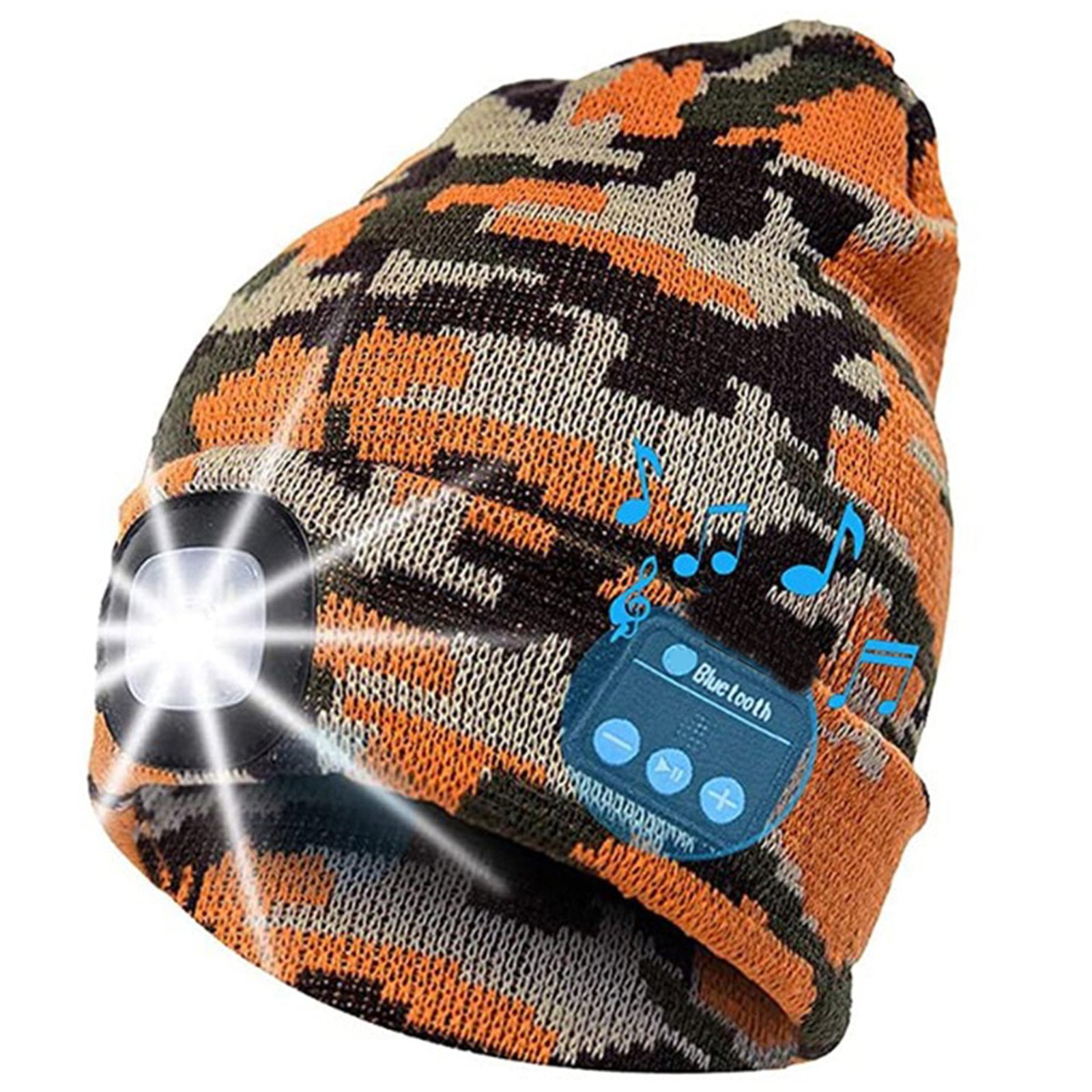 Unisex Bluetooth Beanie Hat with LED Light Wireless Musical Knitted Cap ...