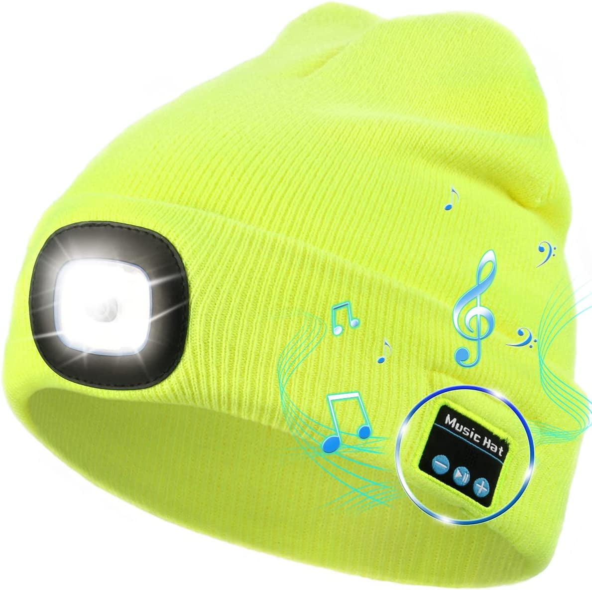 Unisex Bluetooth Beanie Hat with Light, Upgraded Musical Knitted Cap ...