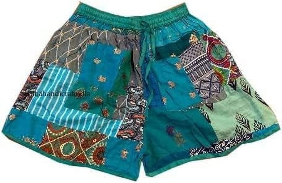 Unisex Boho Bohemian Hippie Rayon Patchwork Festival Shorts One Size ...