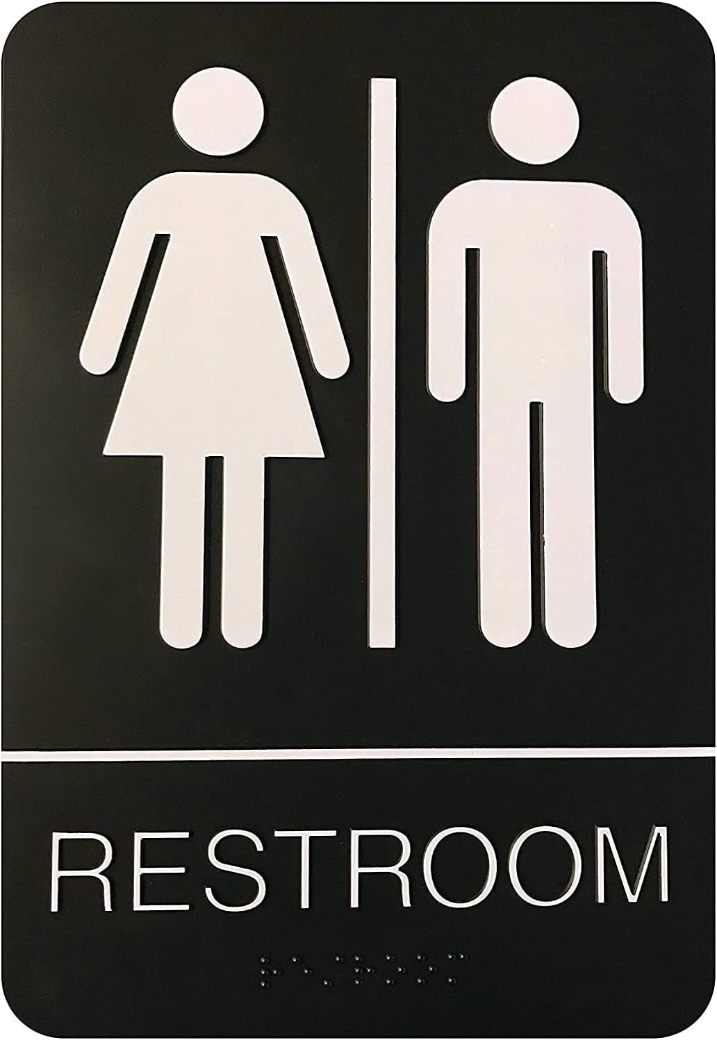 Unisex Braille Restroom Sign - Comes with Graphical Symbols and Double ...
