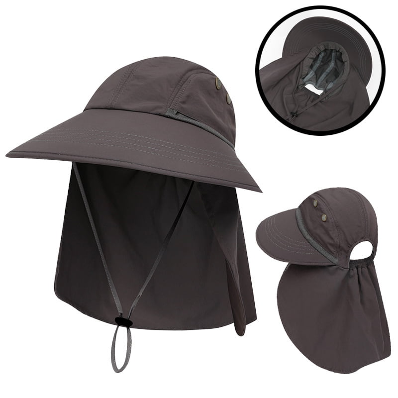 Unisex Bucket Hat with Shawl Waterproof Anti-skid 10cm Large Brim Sun ...