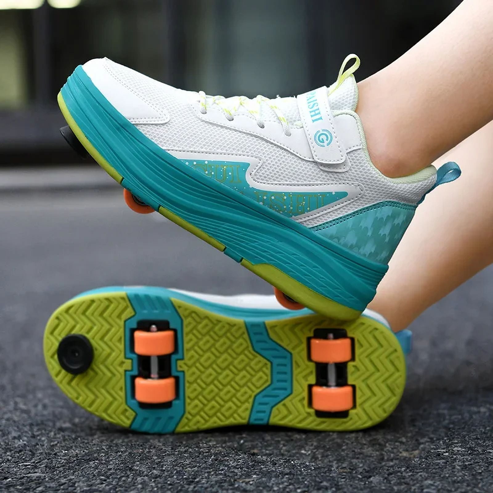 Unisex Button Extension 4 Wheel Roller Skates Shoes New Sneakers With ...
