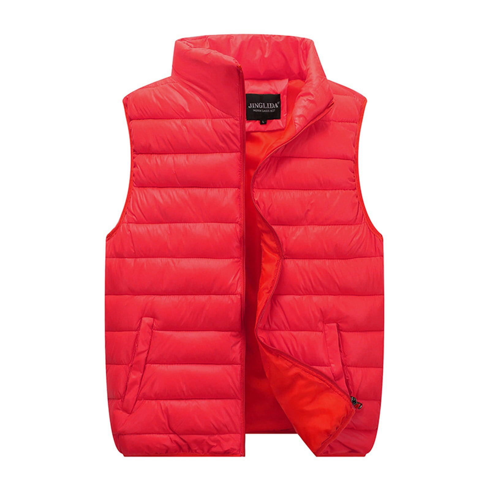 Unisex Casual Coat Jacket Solid Vest Zipper Pocket Loose Sleeveless ...