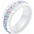 Unisex Ceramic 8mm Personality Simple Multi-Faceted Rhombic Cut 2 Lines ...