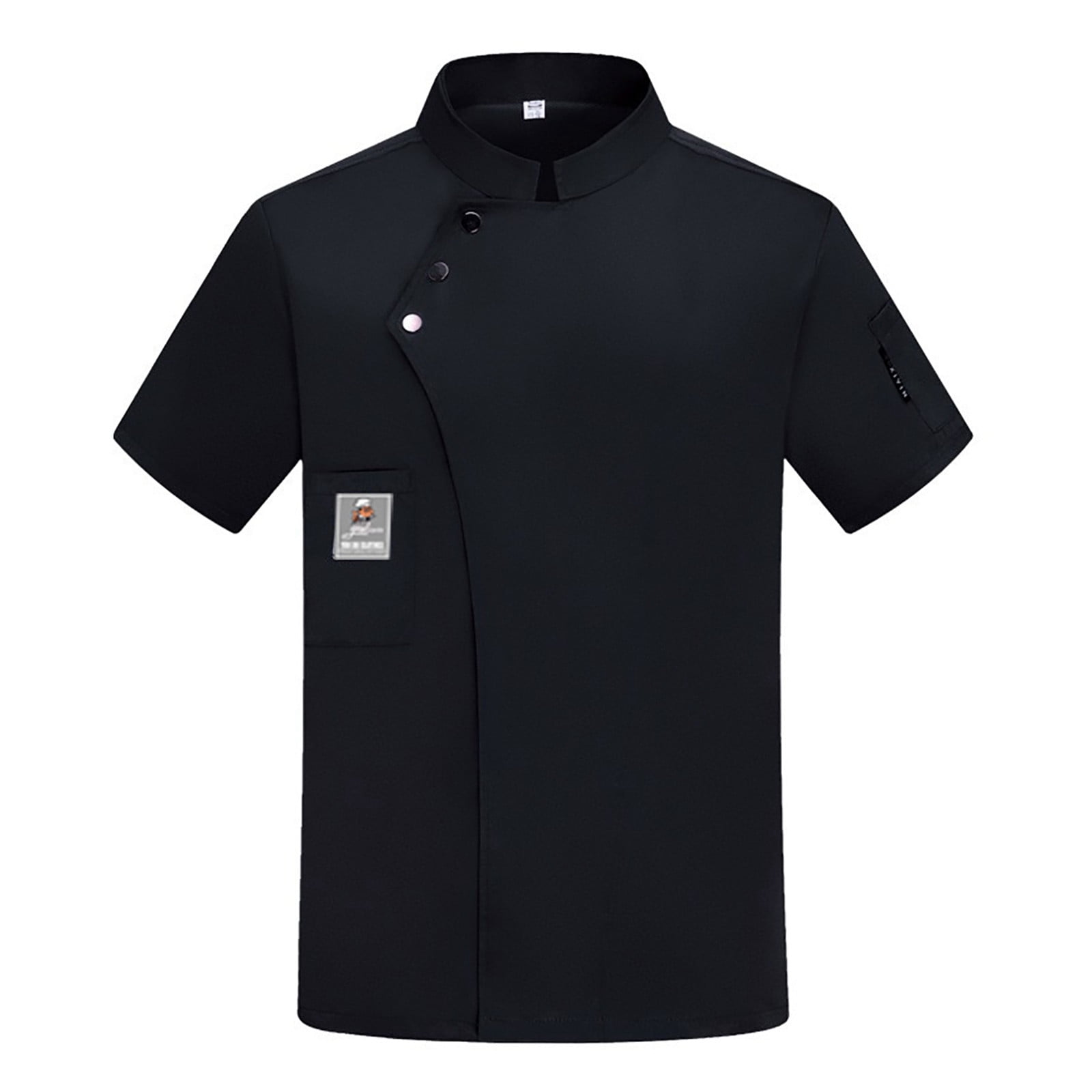 Unisex Chef Coat Short Sleeve Chef Jacket Breathable Stand Collar ...