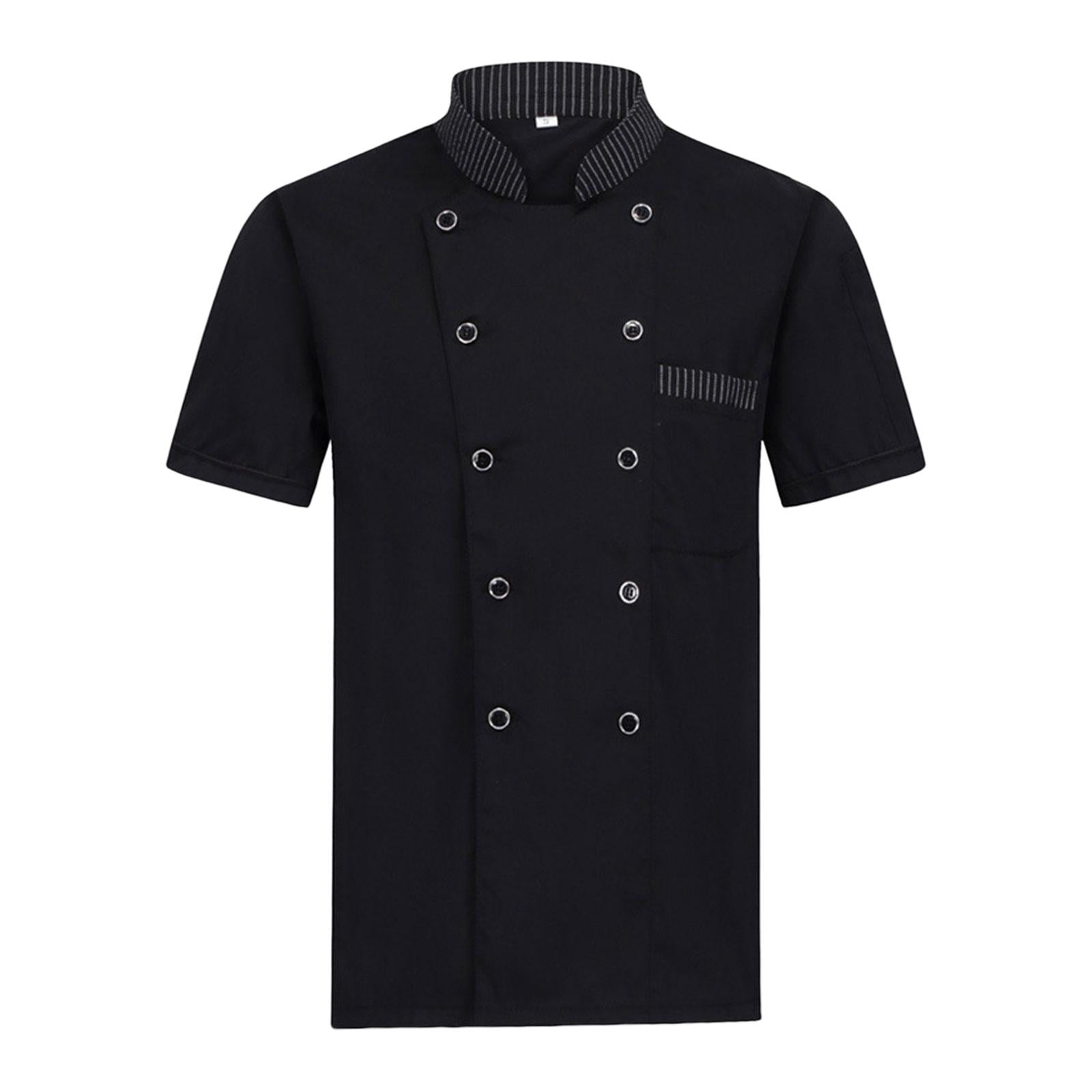 "Unisex Chef Jacket Short Sleeve Restaurant Men Women Coat Workwear ...