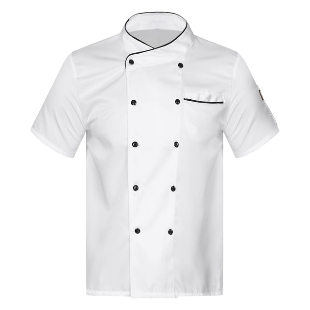 Unisex Chef Restaurant Jacket Short Long Sleeve Double-Breasted Chef ...
