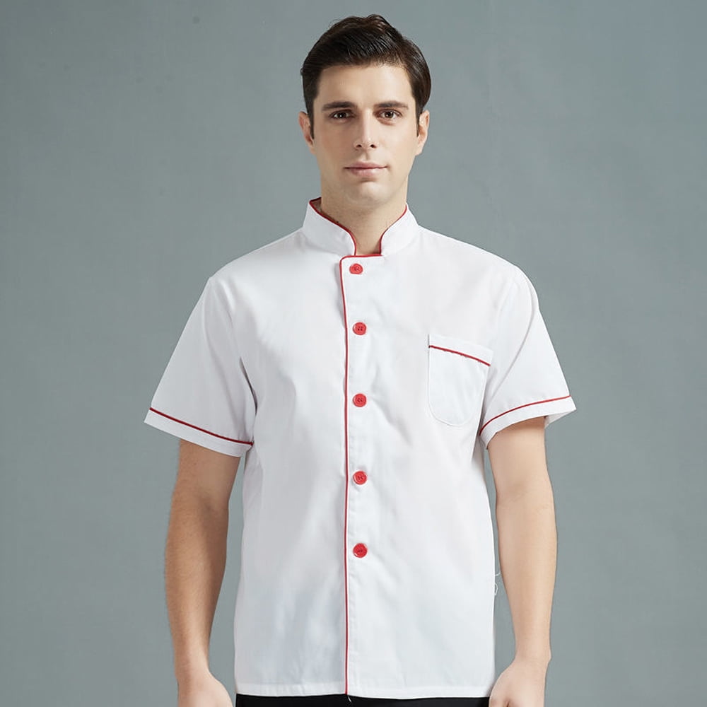 Unisex Chef's Uniform Solid Color Single-breasted Stand Collar Long ...