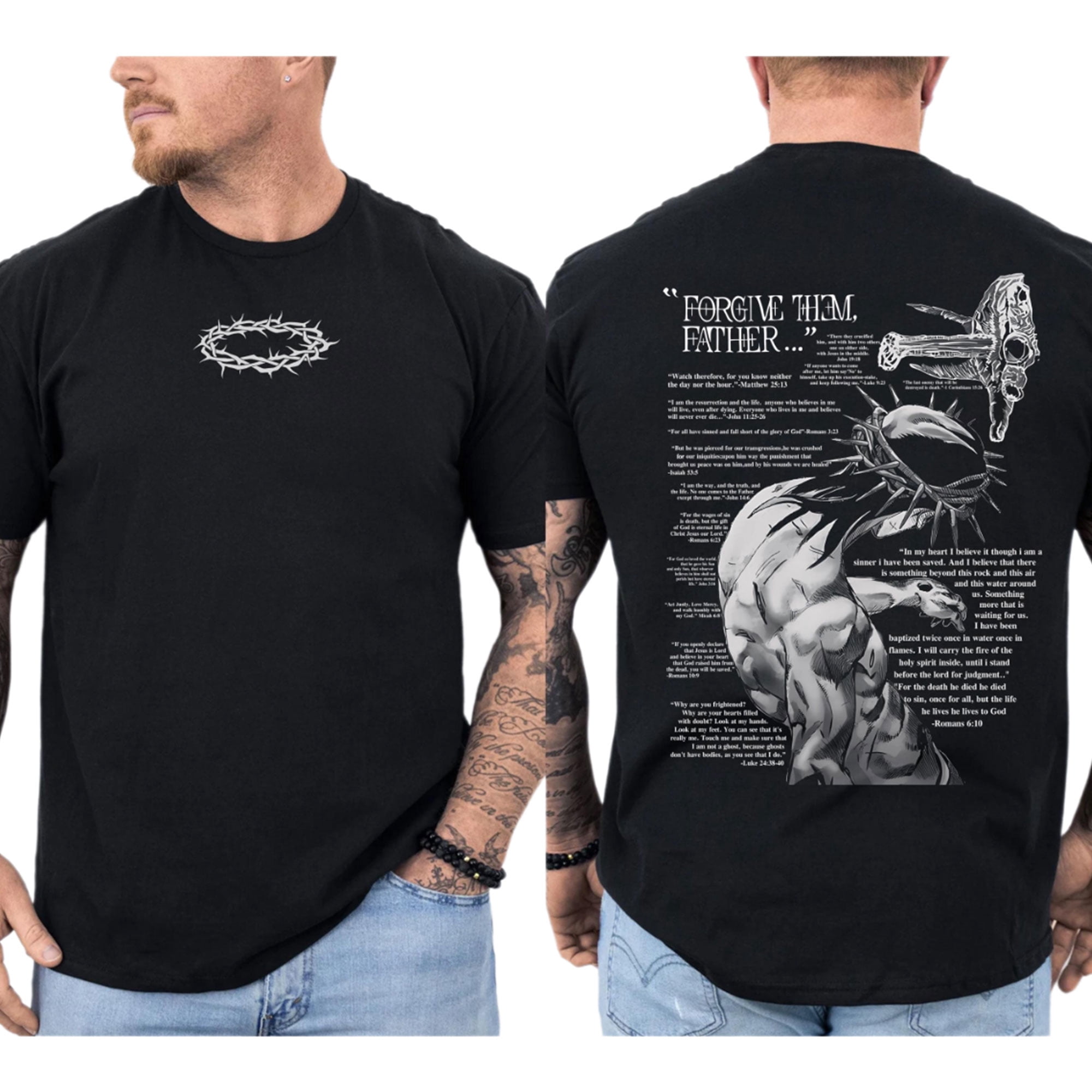 Unisex Christian T-Shirt, “Forgive Them, Father” Bible Verse Double ...