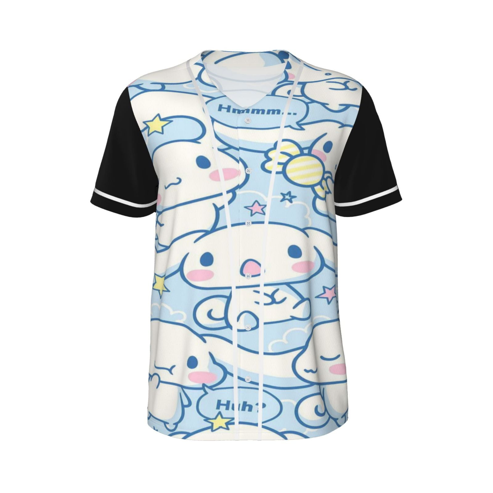 Unisex Cinnamoroll Baseball Jersey Short Sleeve Button Down Shirt ...