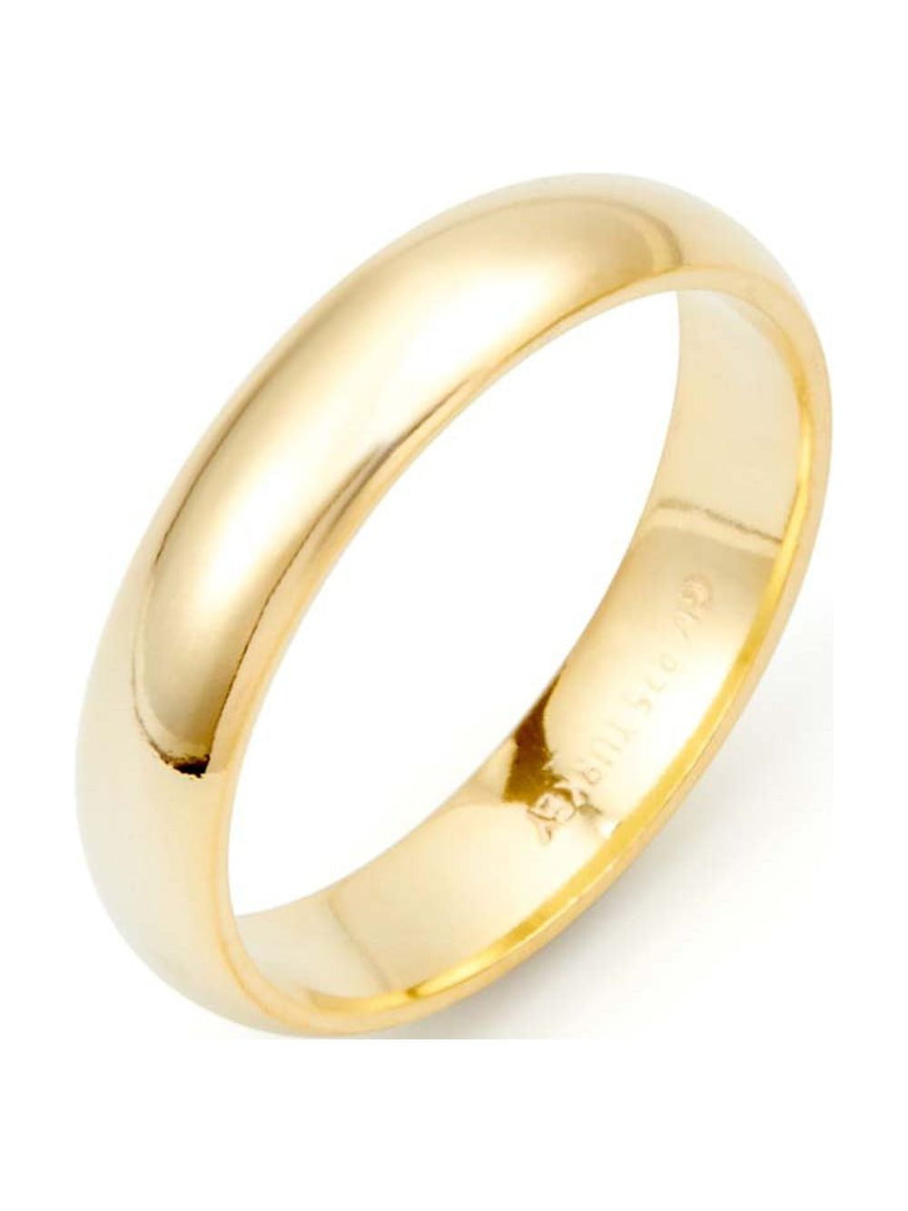 Unisex Classic 4mm Wide Gold Wedding Ring for Women or Men, Ring Size 7 ...