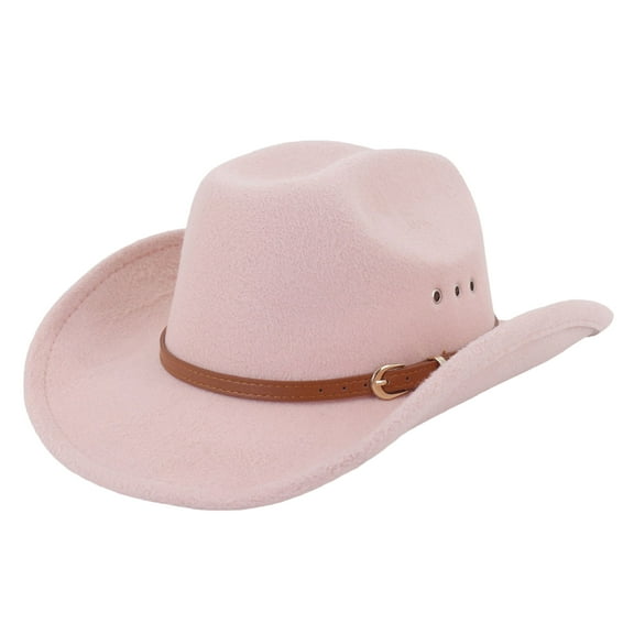 Mens Womens Cowboy Hat Vintage Wide Brim Hat with Belt Buckle ...