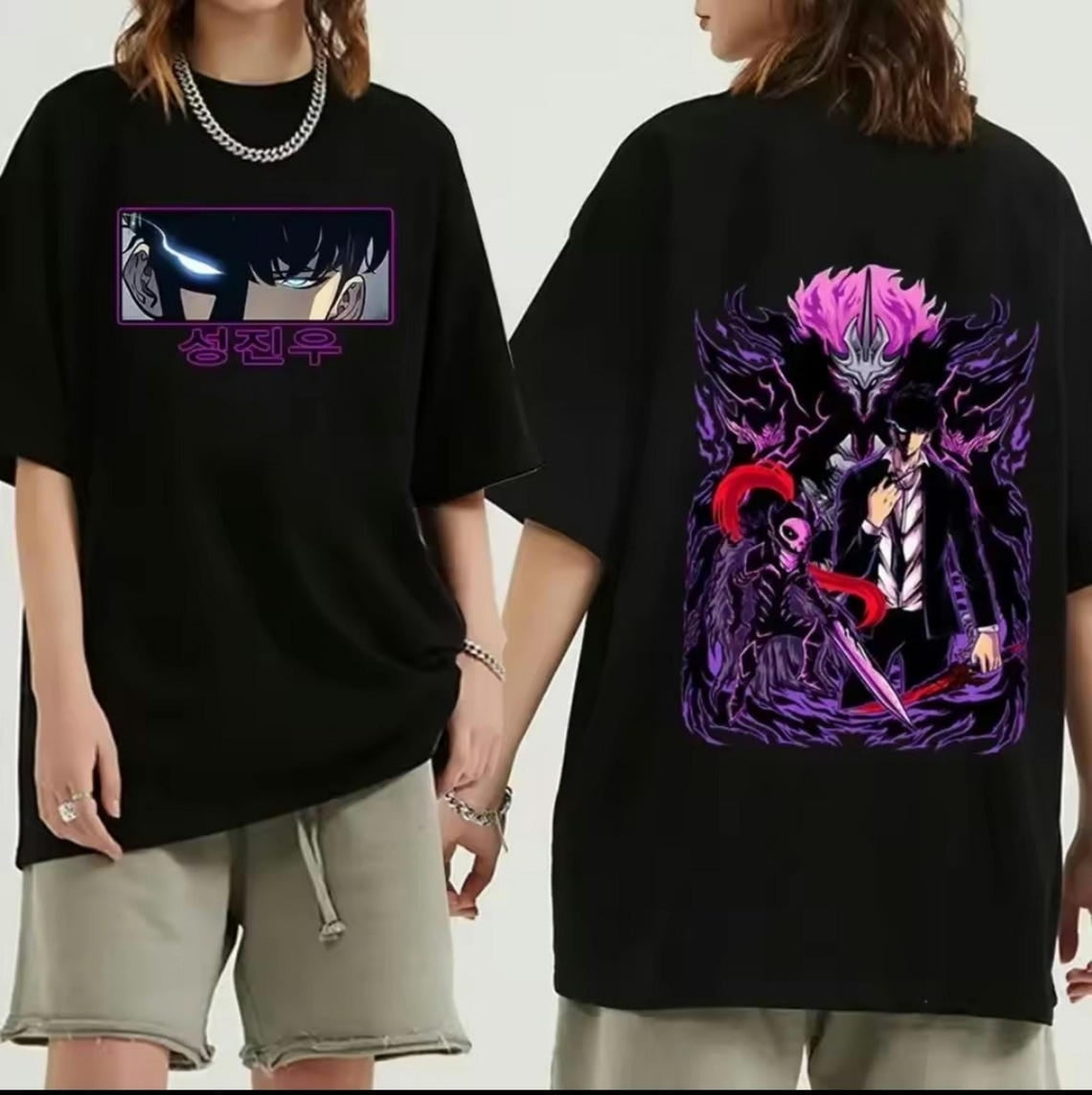 Unisex Comfort Fit Sung Jin-Woo Solo Leveling Tees with Unique Anime ...