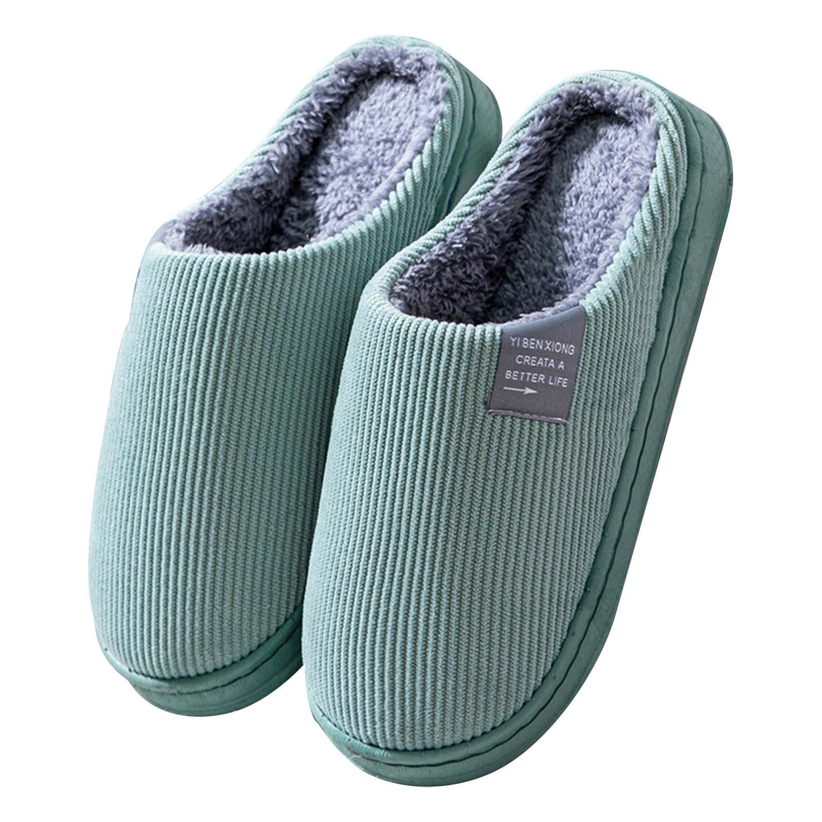 Unisex Cozy Faux Sherpa Fleece Slippers Memory Foam Closed Back House ...
