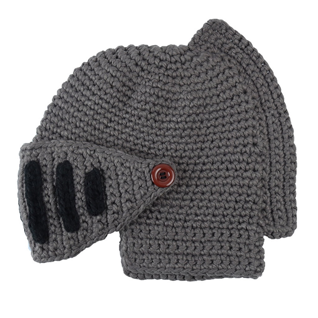 Unisex Crochet Knit Roman Knight Helmet Beanie Hat Solid Color ...