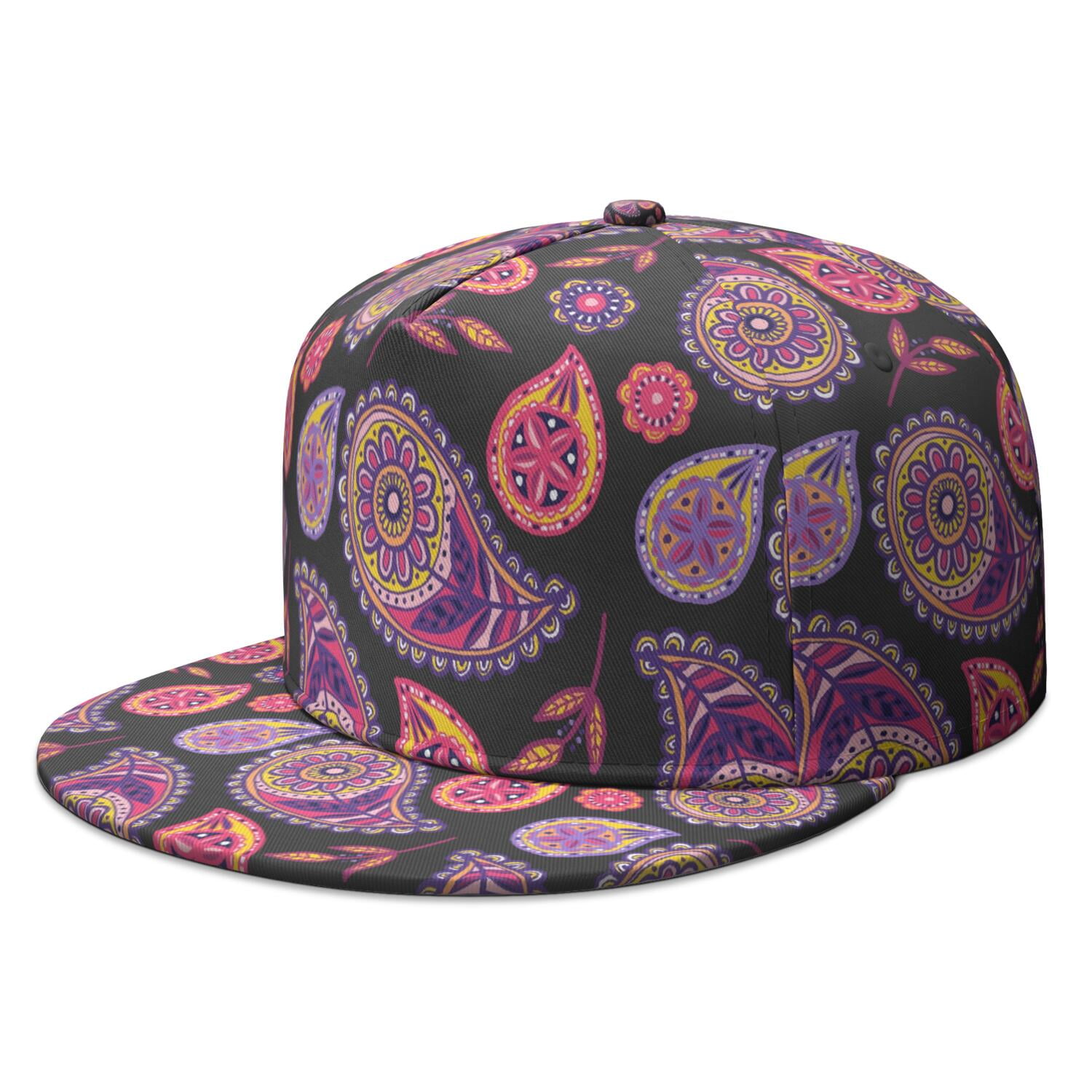 Unisex Decorative Snapback Hat - Retro Abstract Flat Bill Cap with ...