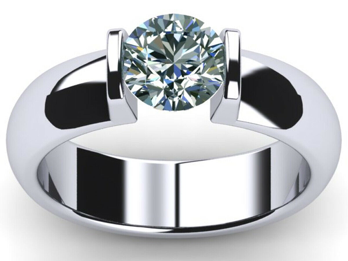 Unisex Diamond Engagement Ring, Solitaire Diamond Ring, Tension Set ...
