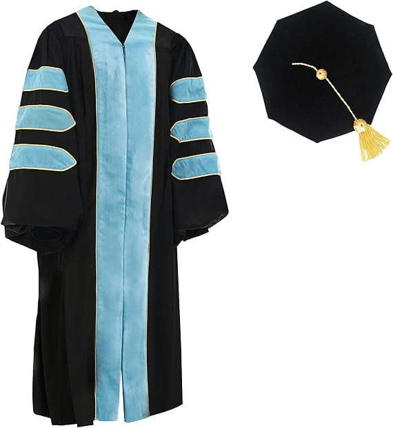 Unisex Doctoral Graduation Gown and and 8-Side Tam with Gold Piping ...
