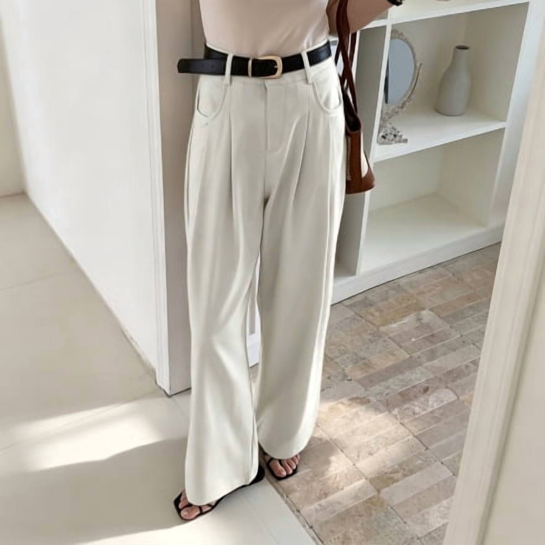 Unisex Dress Pants Double Pleated Design Comfort Commute Relaxed ...