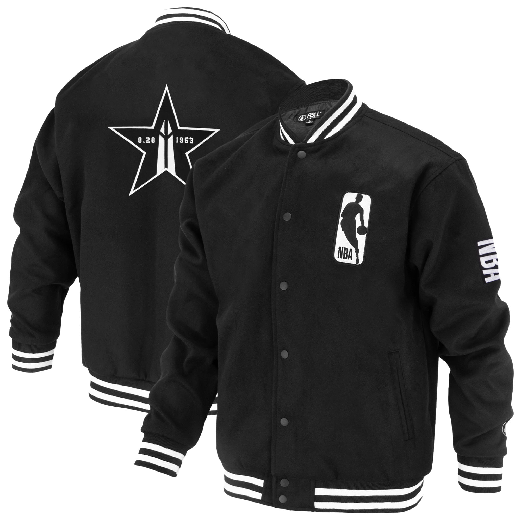 Unisex FISLL Black NBA Logoman Shadow Collection Full-Snap Varsity ...