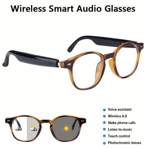 Unisex Fashion Smart Glasses - Blue Light Lens Option, Low-Latency ...