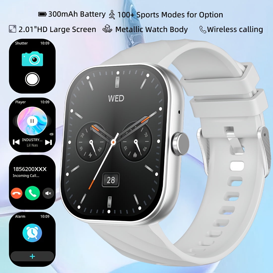 Unisex Fashion Smartwatch, 1.85" Screen, Call Function, Multi-Sports ...