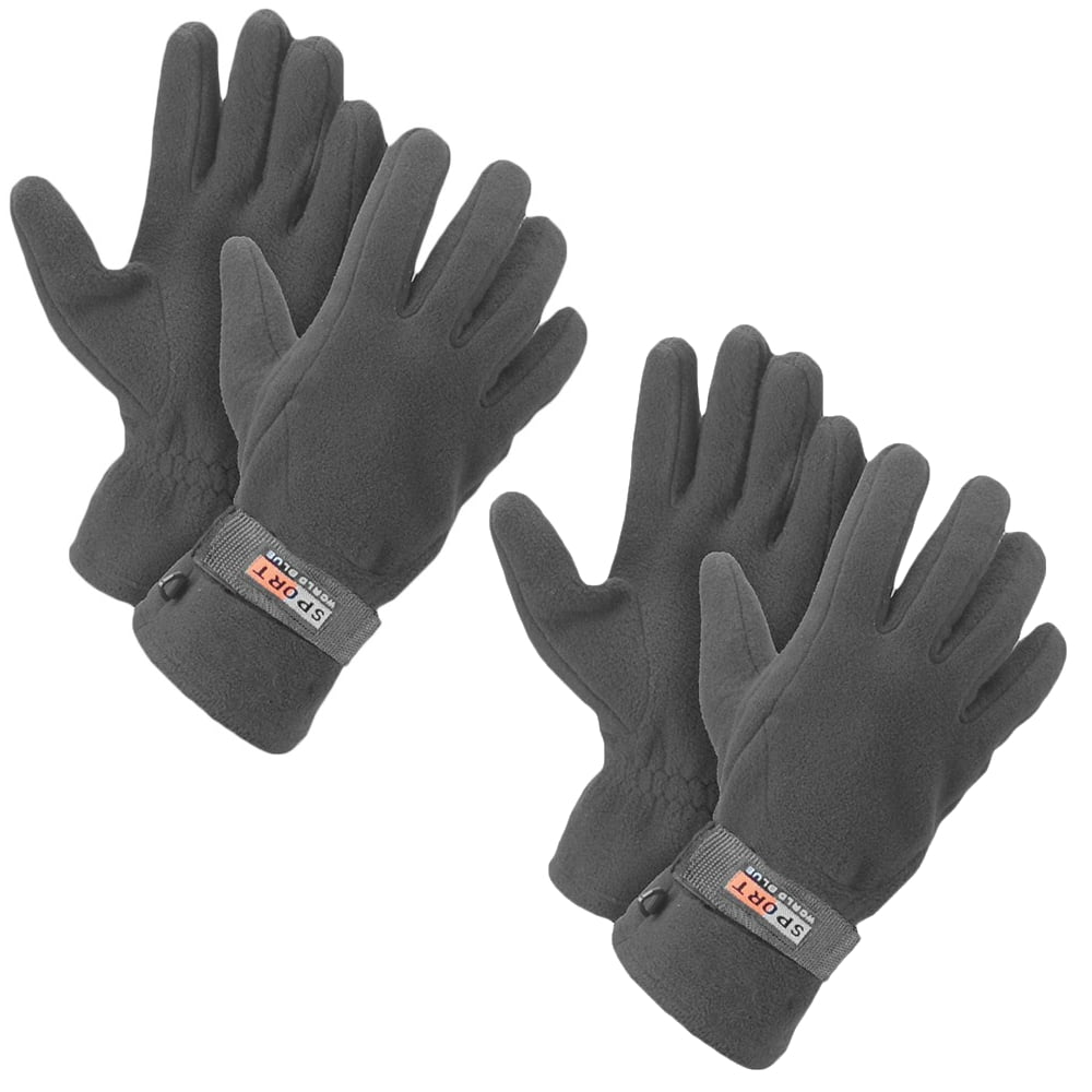 Adults' Fleece Lined Adjustable Warm Winter Gloves Hand Pack (Gray, 2 ...