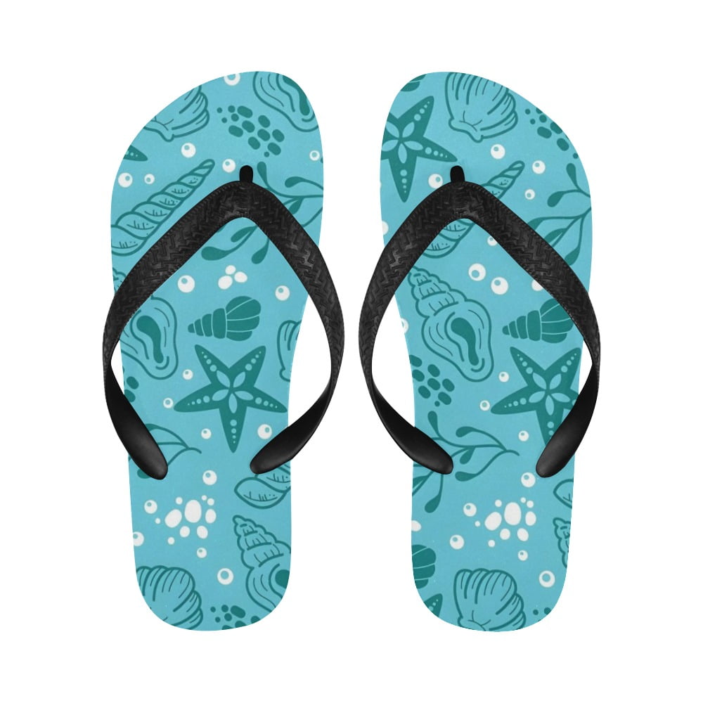Unisex Flip Flops - Summer Beach Sandals - Blue Shells - S=W7/W8=M6/M7 ...