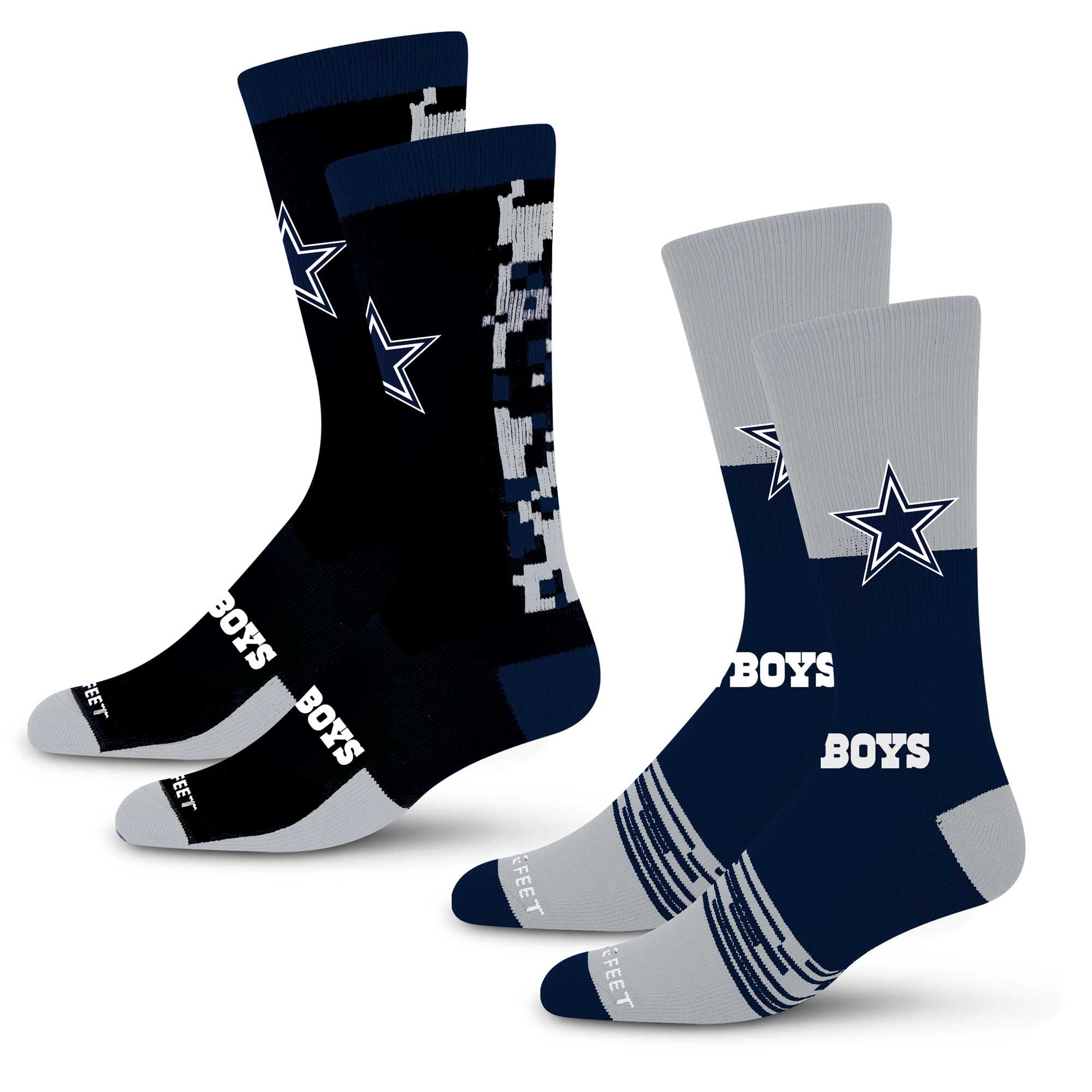 Unisex For Bare Feet Dallas Cowboys Digi Split Crew Socks 2-Pack Set ...