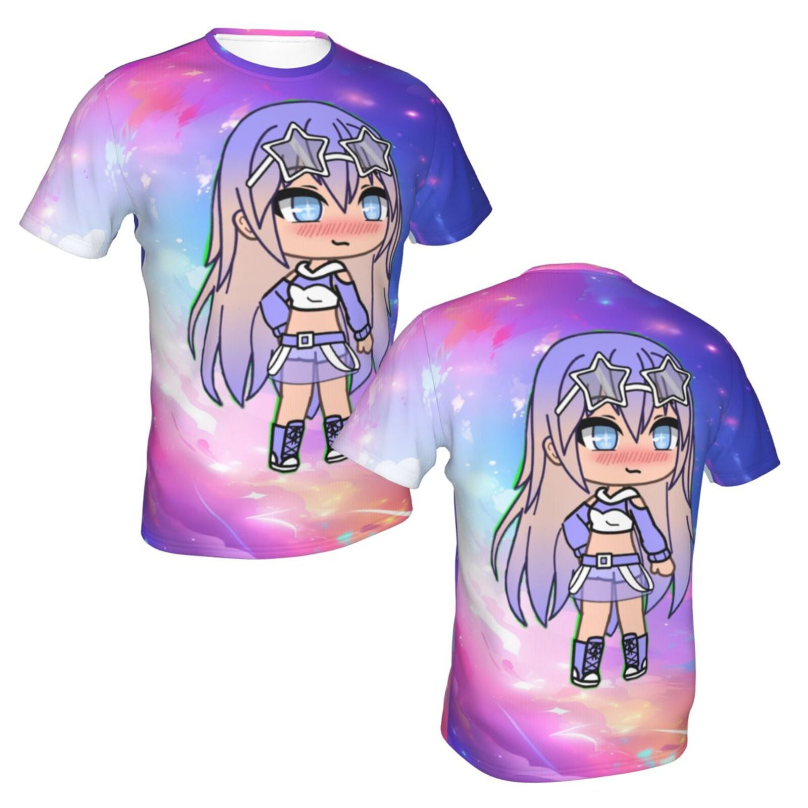 Unisex Galaxy Gacha Life T Shirts 3D Printed Short Sleeve Shirts Casual ...
