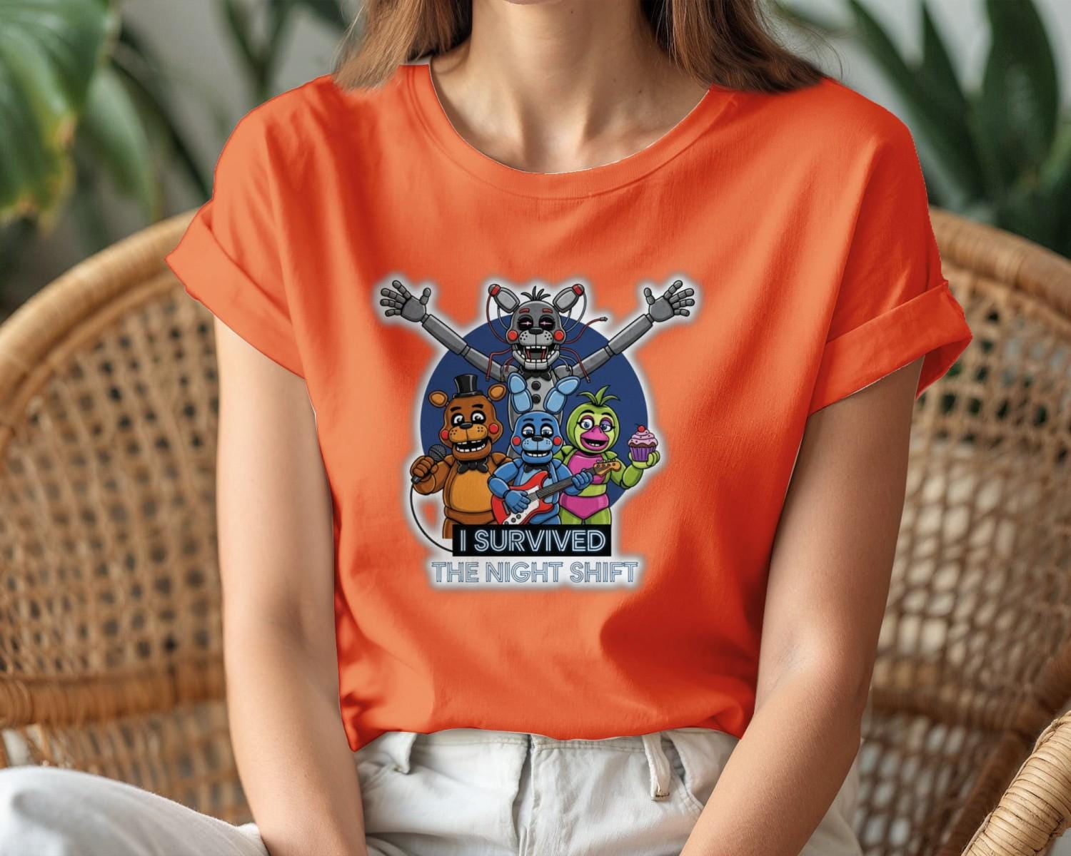 Unisex Gamer T-Shirt, I Survived The Night Shift, Five Nights At Freddy ...