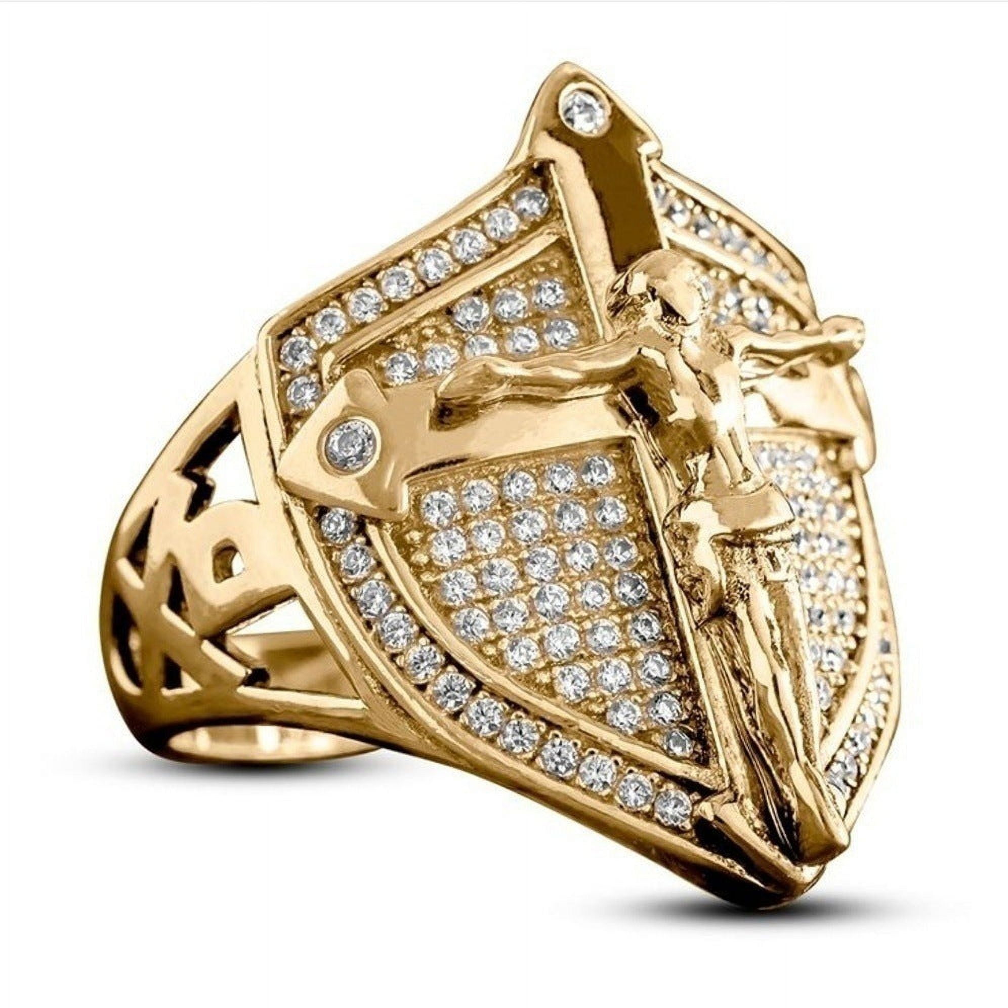 Unisex Gold Cross Ring Alloy Inlaid Artificial Gemstones European ...