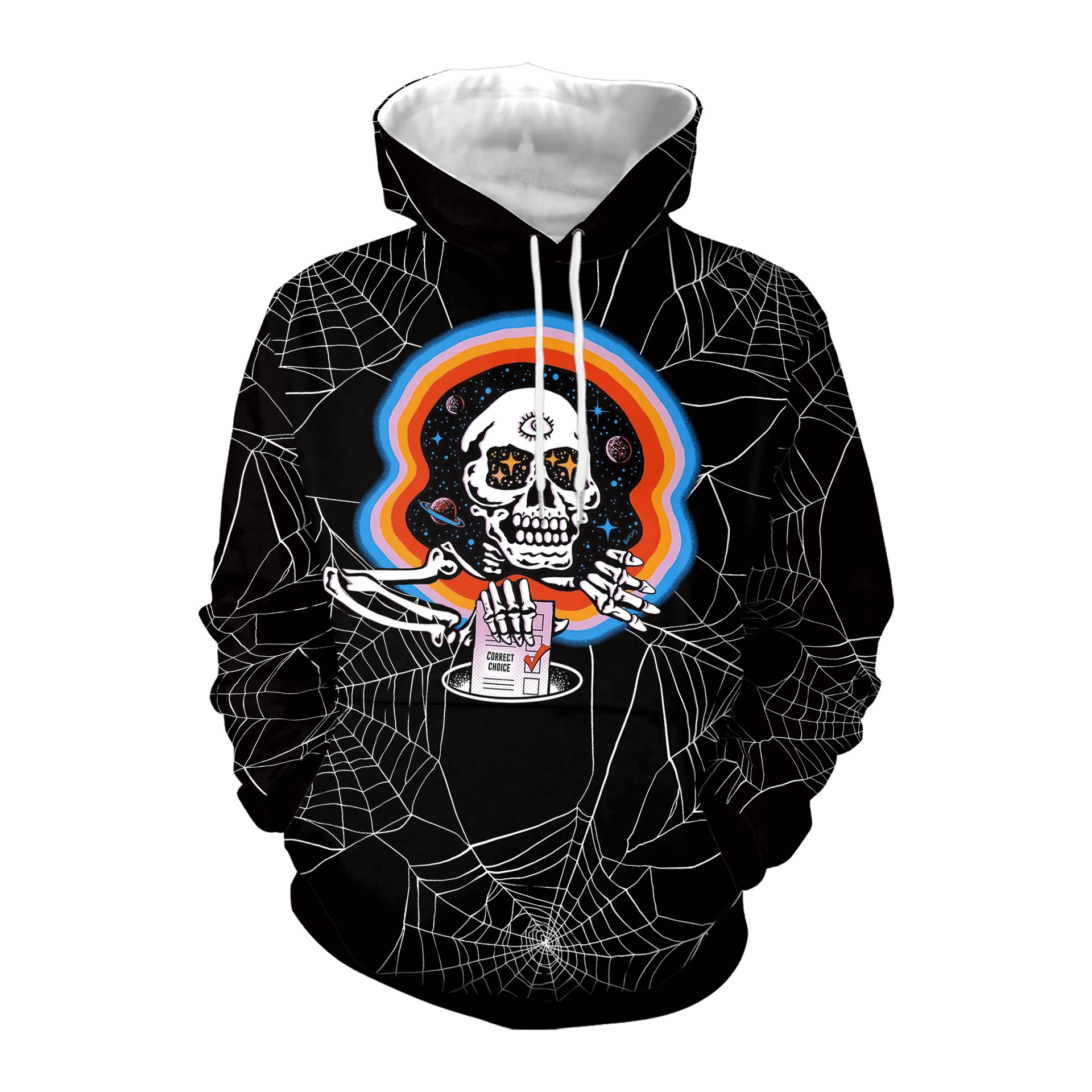 Unisex Halloween Round Neck Hoodie 3D Novelty Printed Spooky Long ...