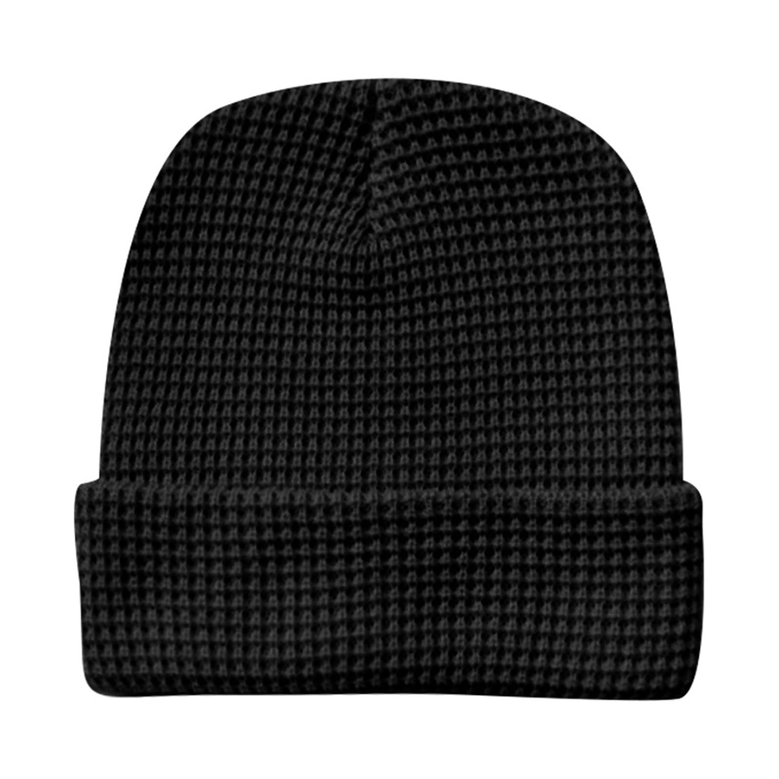 Unisex Hat Solid Color Jacquard Knit Cold Cap for Men Toboggan with ...