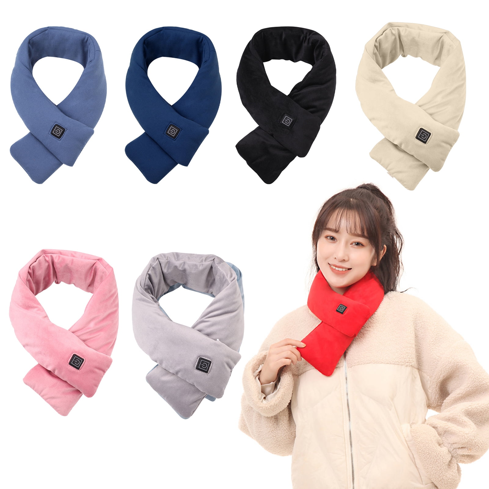 Unisex Heated Scarf Soft Adjustable Pure Color Design Electric Scarf ...