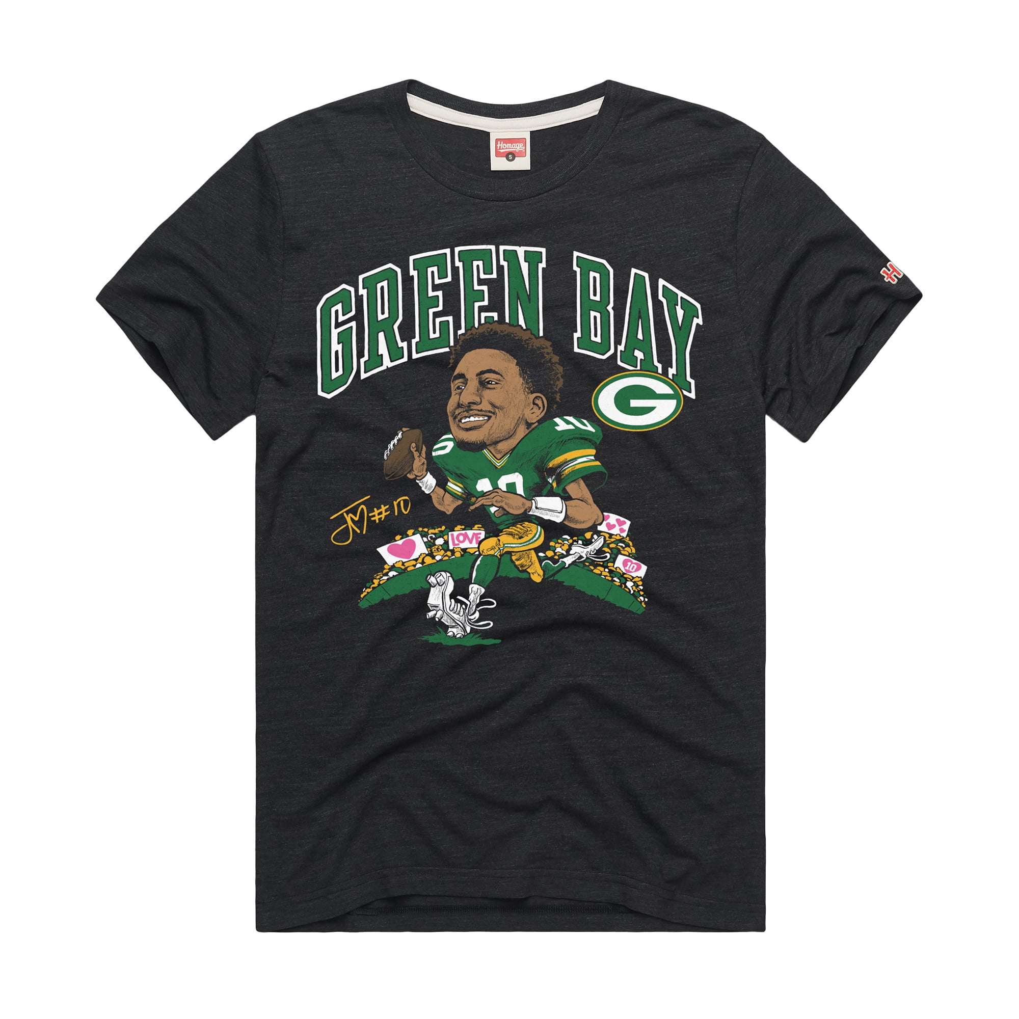 Unisex Homage Jordan Love Charcoal Green Bay Packers Caricature Player ...