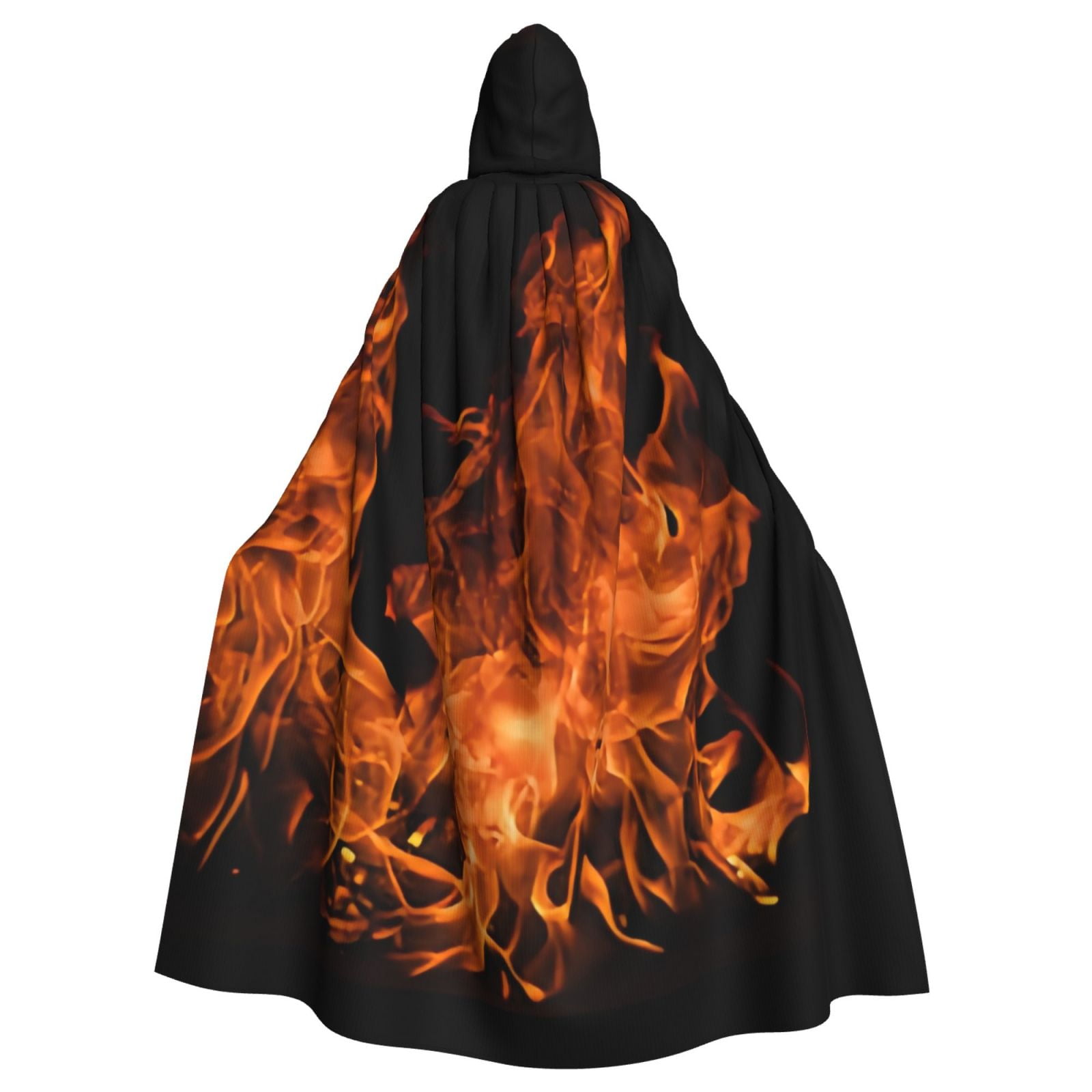 Unisex Hooded Cloak Adult Lightweight Overcoat Abstract Burning Fire ...
