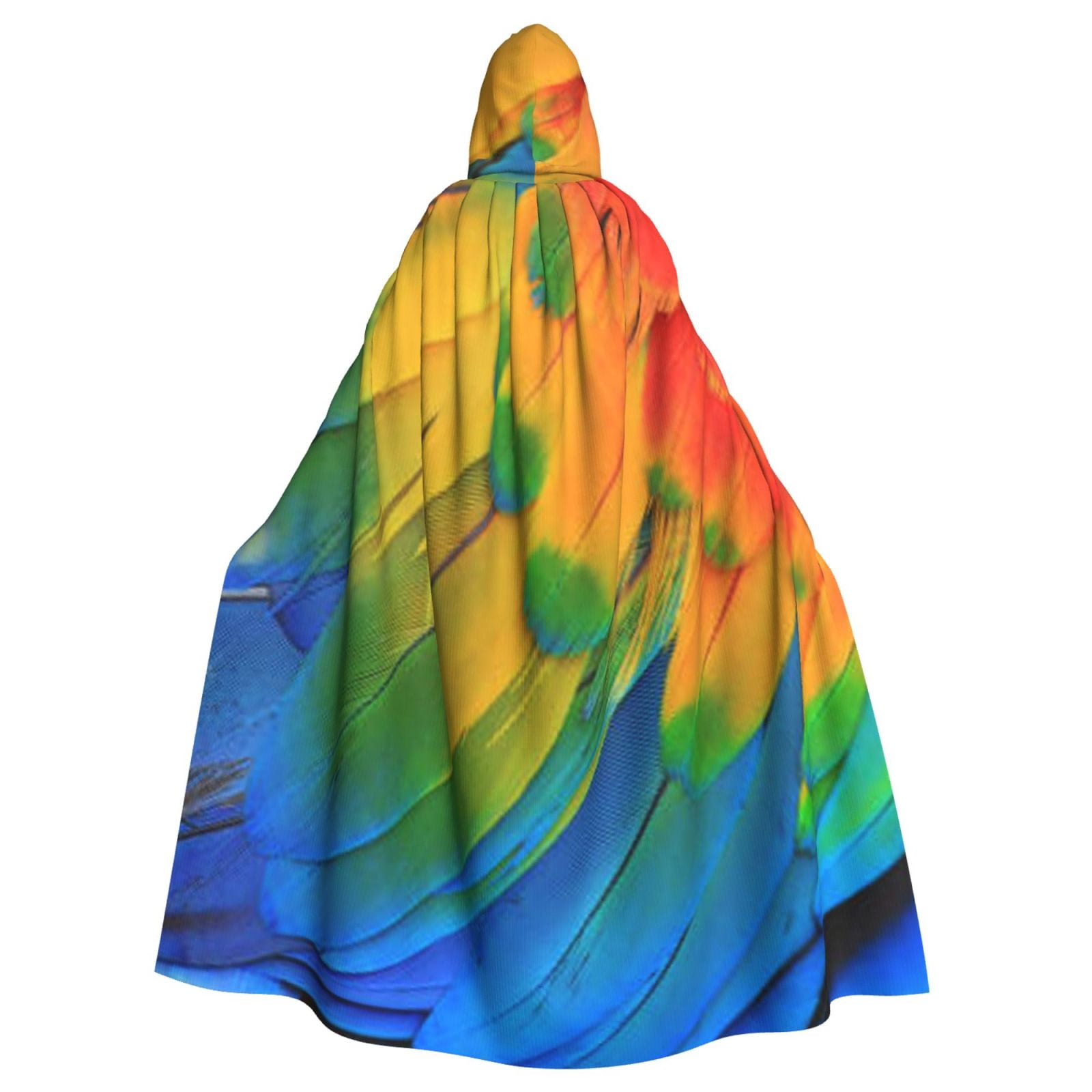 Unisex Hooded Cloak Adult Lightweight Overcoat Abstract Parrot Feather ...