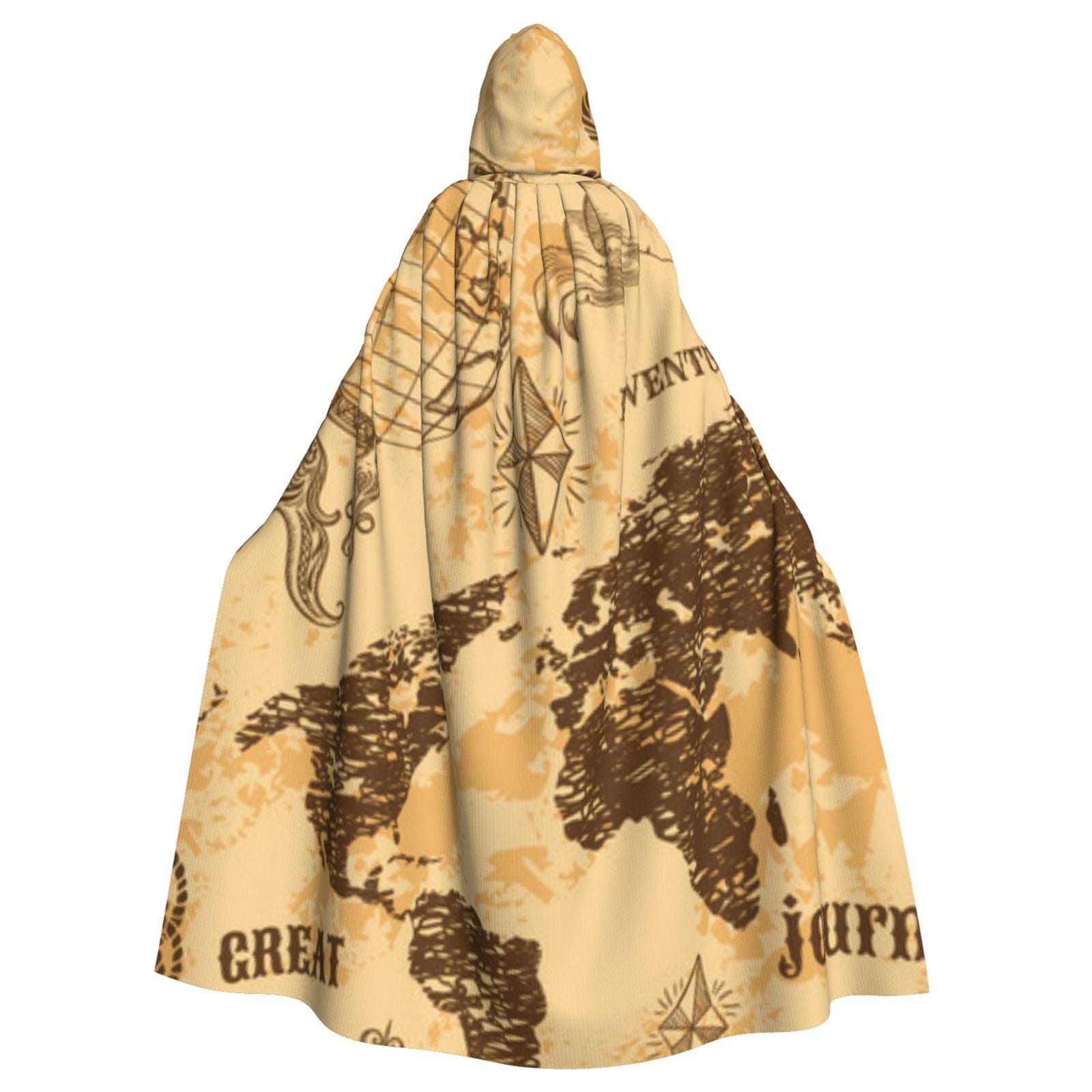 Unisex Hooded Cloak Adult Lightweight Overcoat Abstract World Map Knots ...