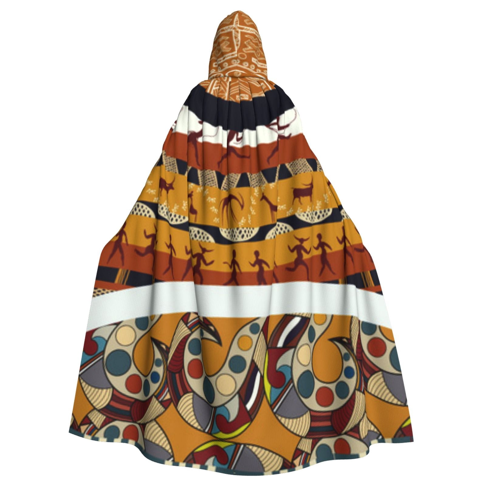 Unisex Hooded Cloak Adult Lightweight Overcoat African Tribal Pattern ...