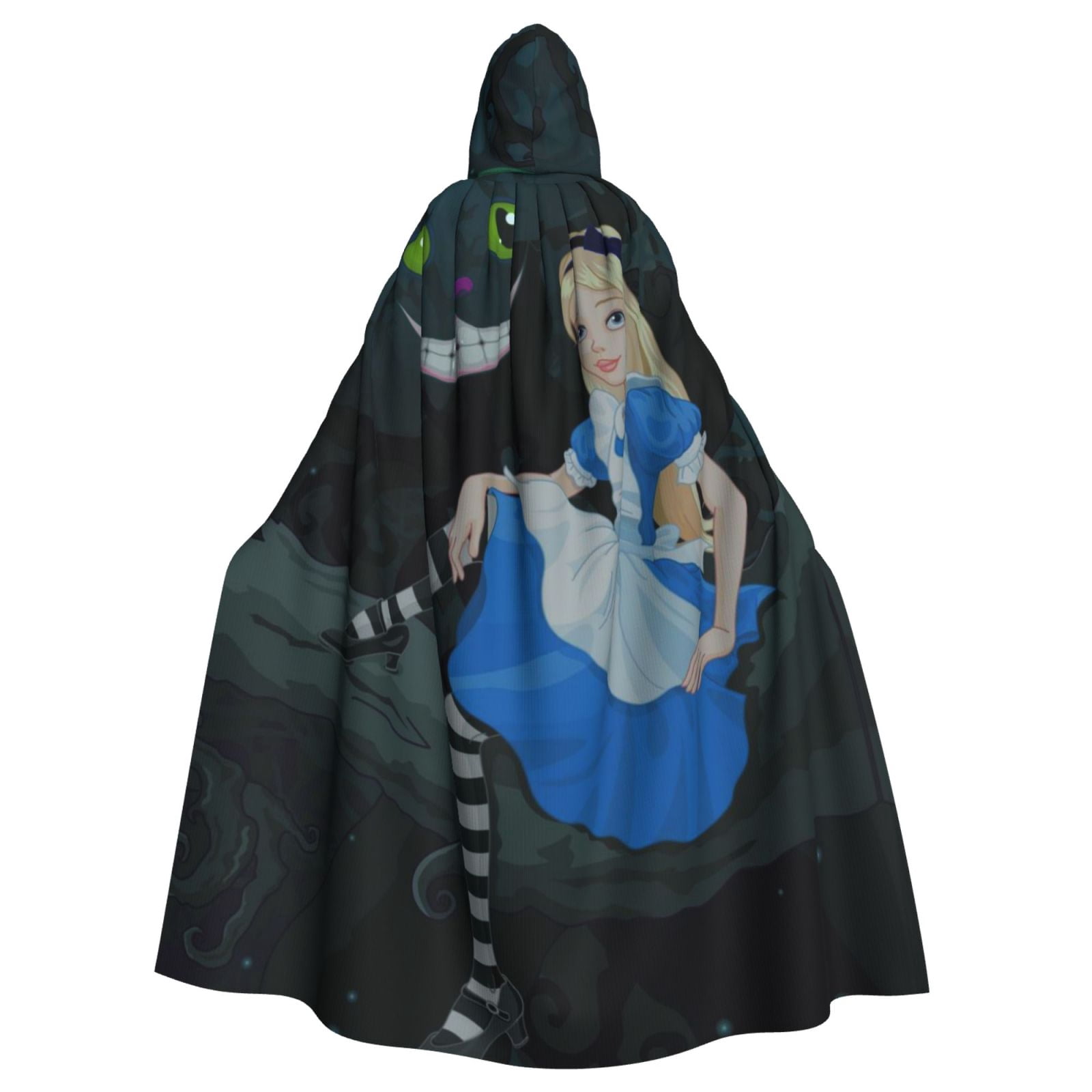 Unisex Hooded Cloak Adult Lightweight Overcoat Alice Sitting On The ...
