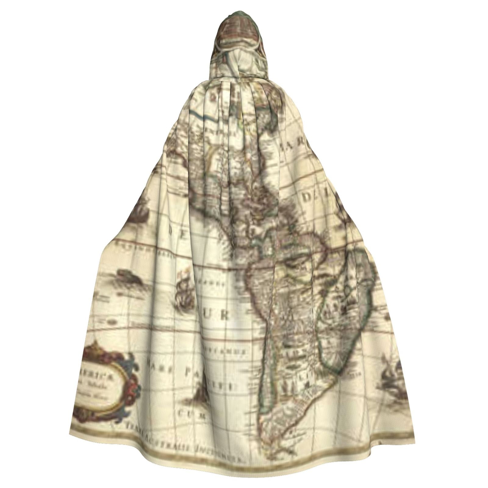 Unisex Hooded Cloak Adult Lightweight Overcoat Ancient Medieval Map Of ...