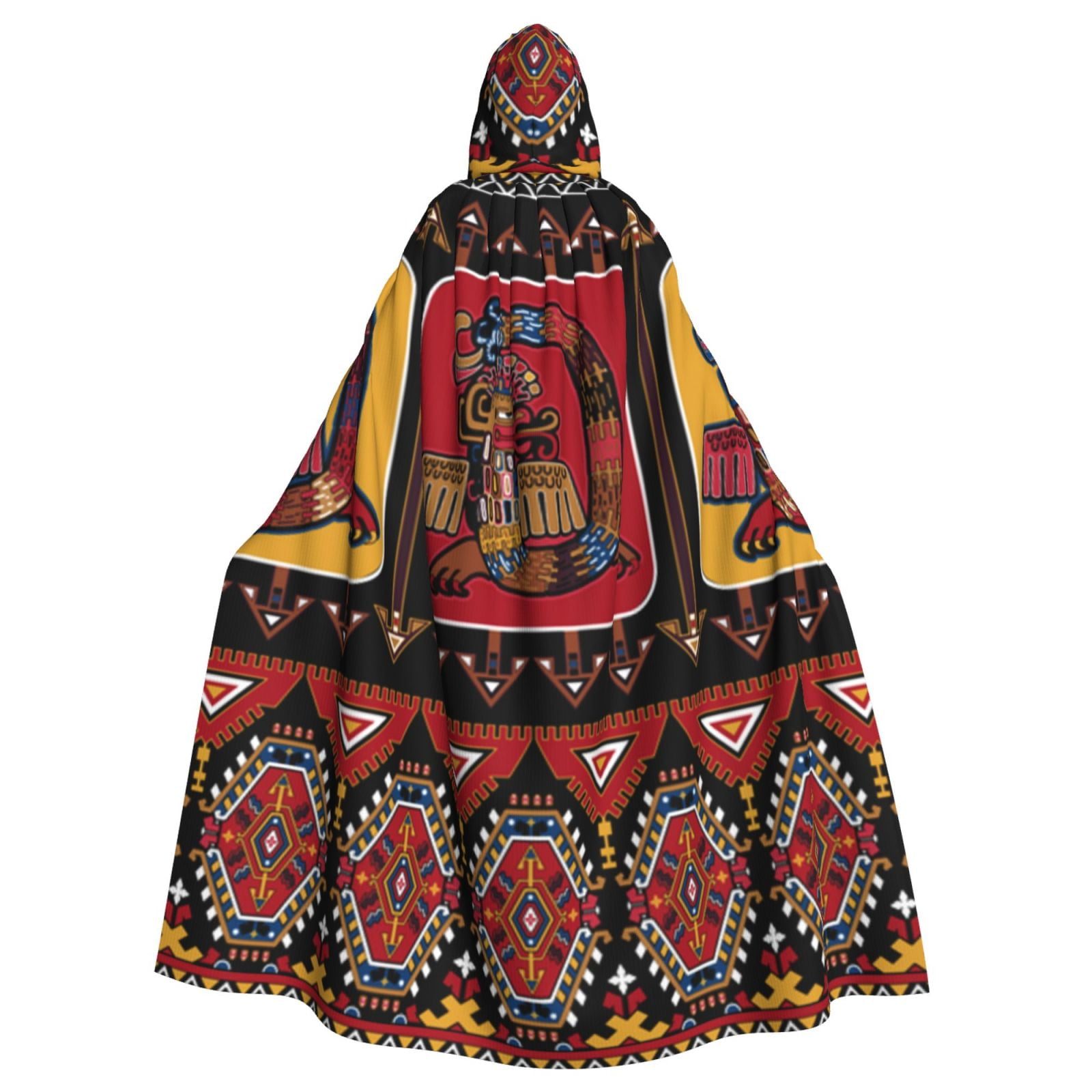 Unisex Hooded Cloak Adult Lightweight Overcoat Aztec Mexican Pattern ...